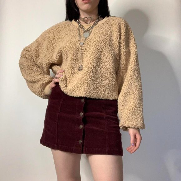 Sweaters | Warm Milk Tea Brown Faux Shearling Cropped Sweater | Poshmark